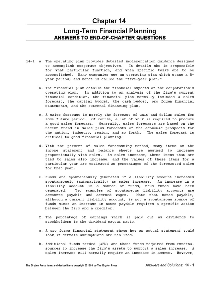 Chap 14 Problem Solutions | PDF | Financial Plan | Balance Sheet