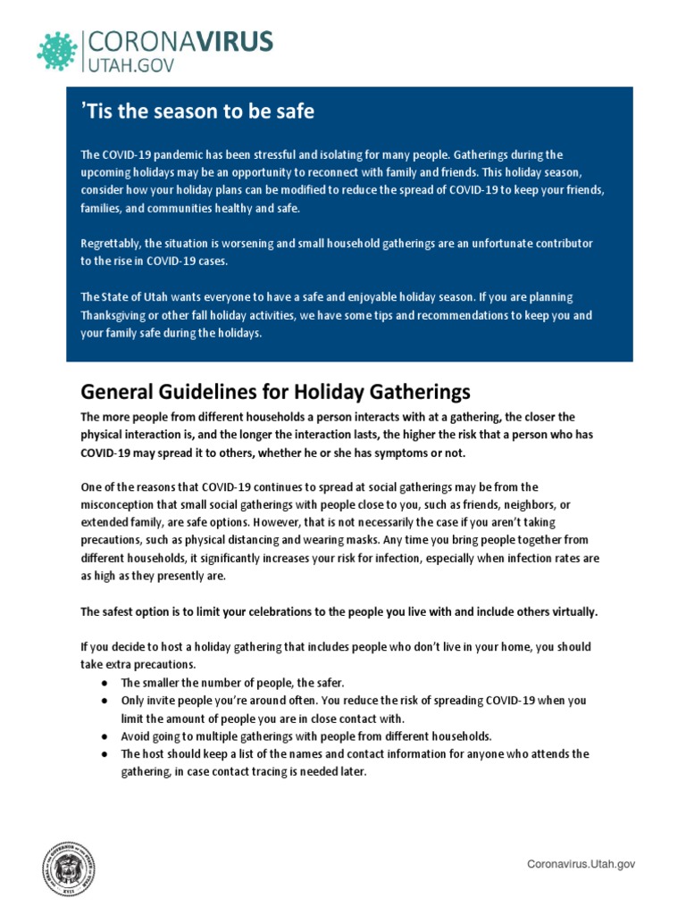 Holiday Gathering Guidelines | Download Free PDF | Hand Washing | Hygiene