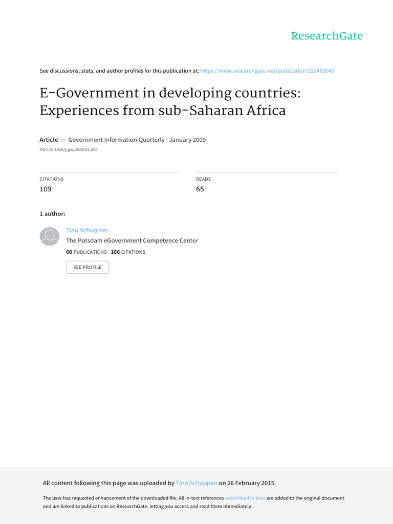 E-Government in Developing Countries: Experiences From Sub-Saharan ...