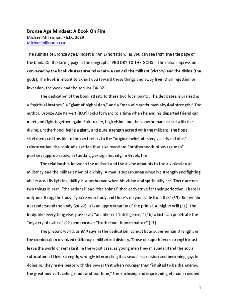 Bronze Age Mindset: A Book On Fire: Michaelmillerman - Ca | PDF ...