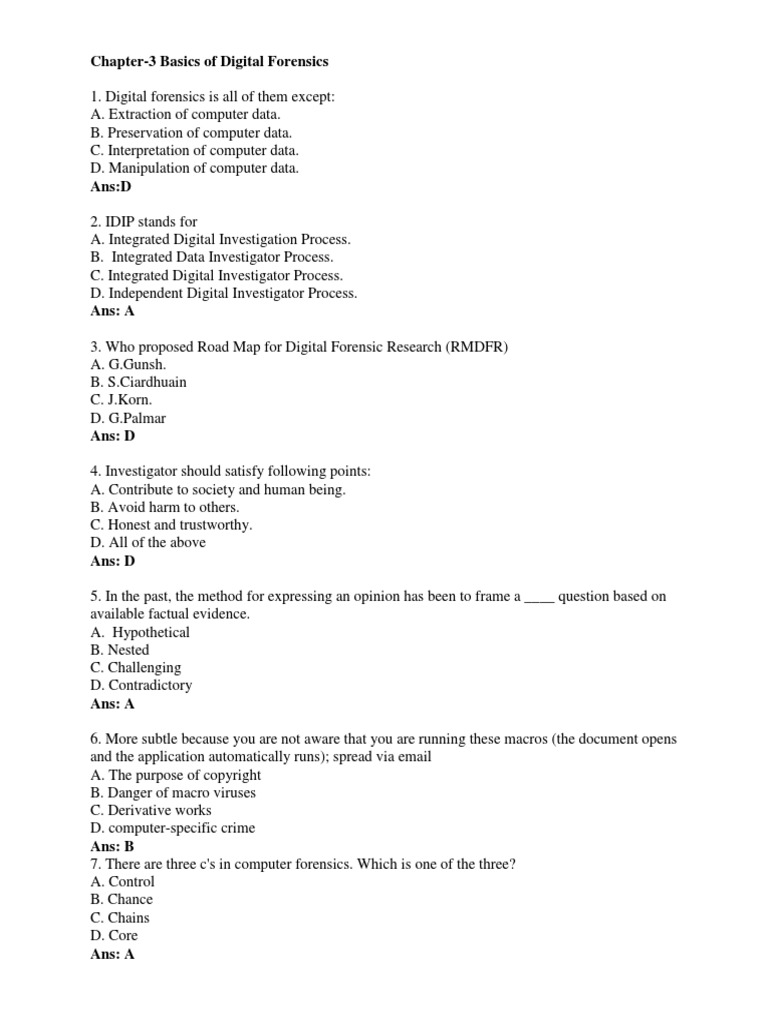 DF MCQ 1 | PDF | Digital Forensics | Computer Forensics