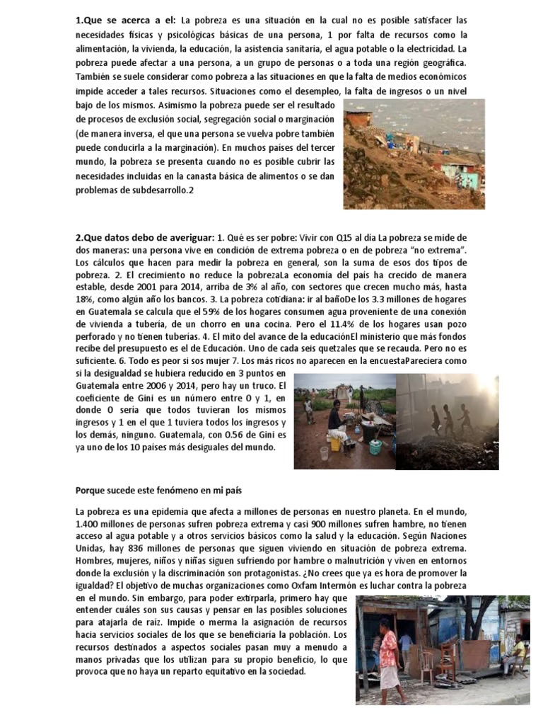 Tema Sobre La Pobresza | PDF | Exclusión social | Pobreza