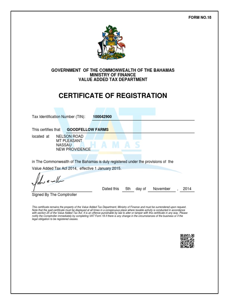 VAT Certificate | PDF