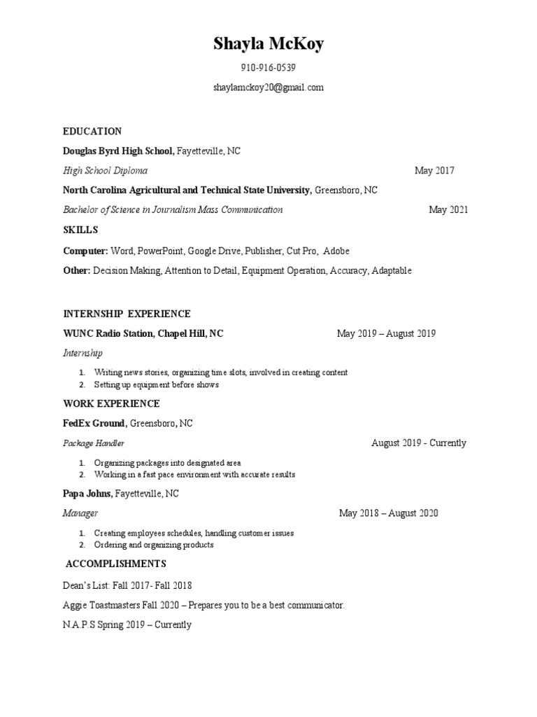 Journalism Grad with Radio & Management Experience | PDF | Career & Growth