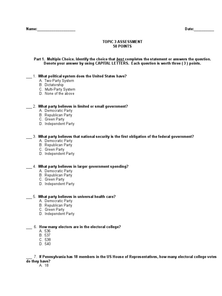 Election Test | PDF | Democratic Party (United States) | American ...