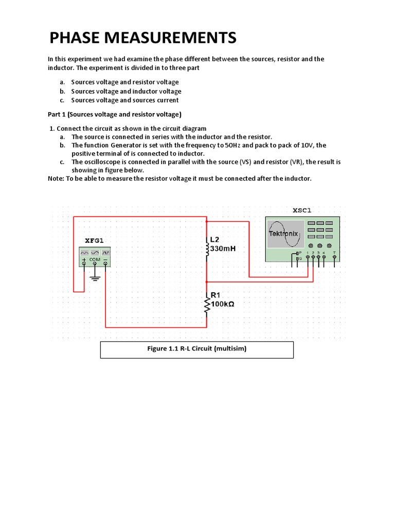 Phase Measurements in an R-L Circuit: Exploring the Phase Relationships ...