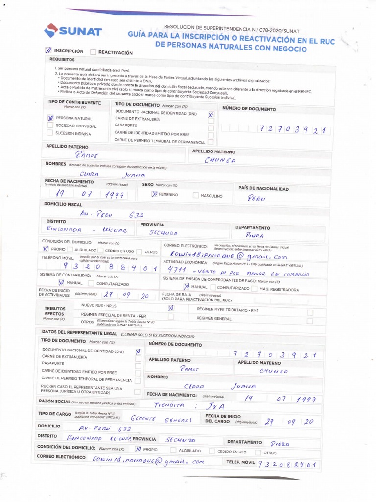 Solicitud de Inscripcion Al Nuevo Rus PDF | PDF