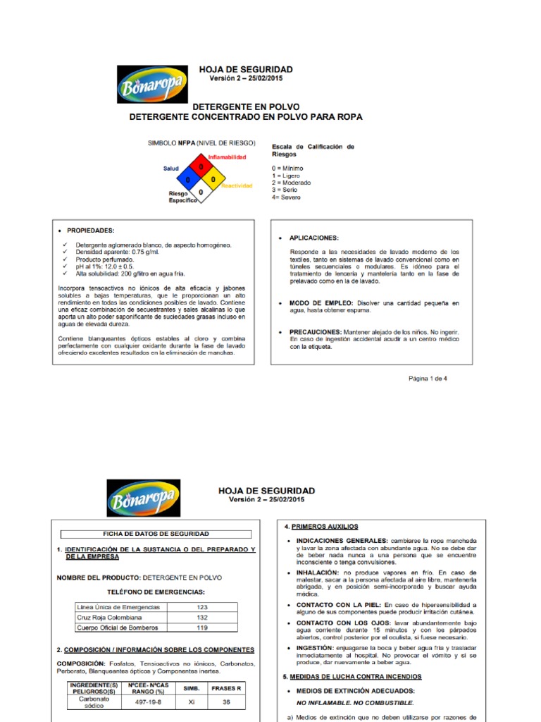 Detergente en Polvo Bonaropa | PDF