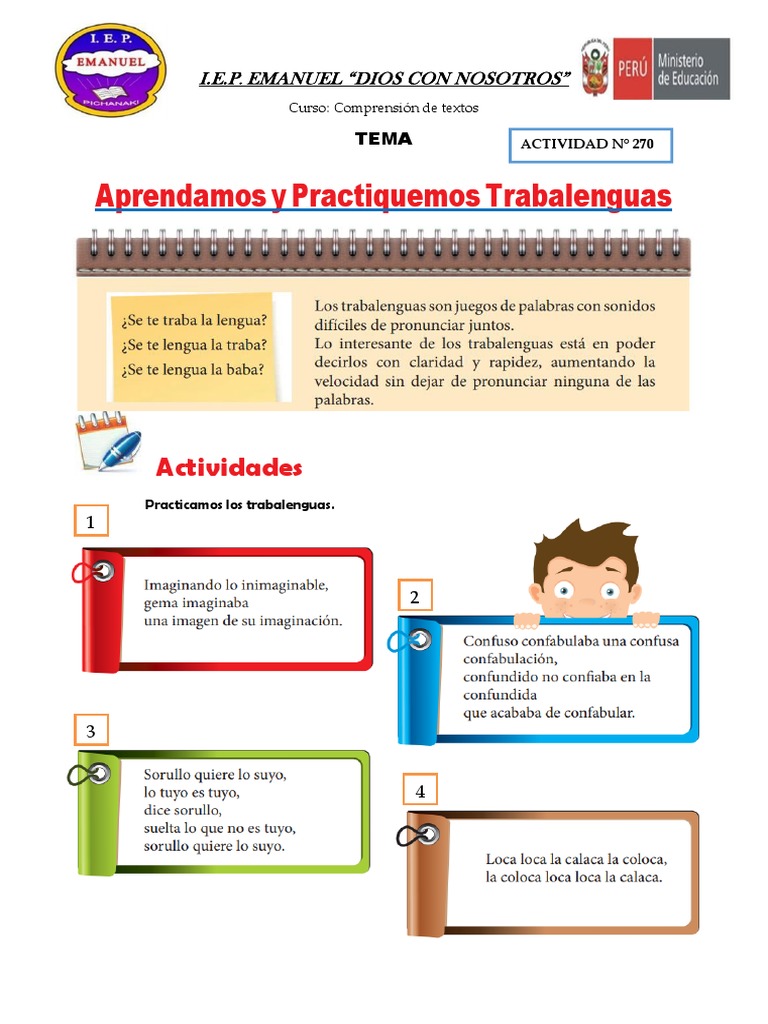 ACTIVIDAD N°270 Aprendamos-y-Practiquemos-Trabalenguas PDF | PDF