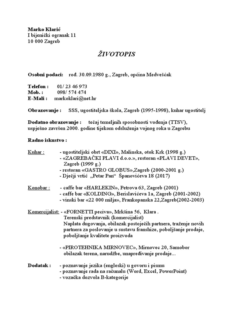 Zivotopis | PDF