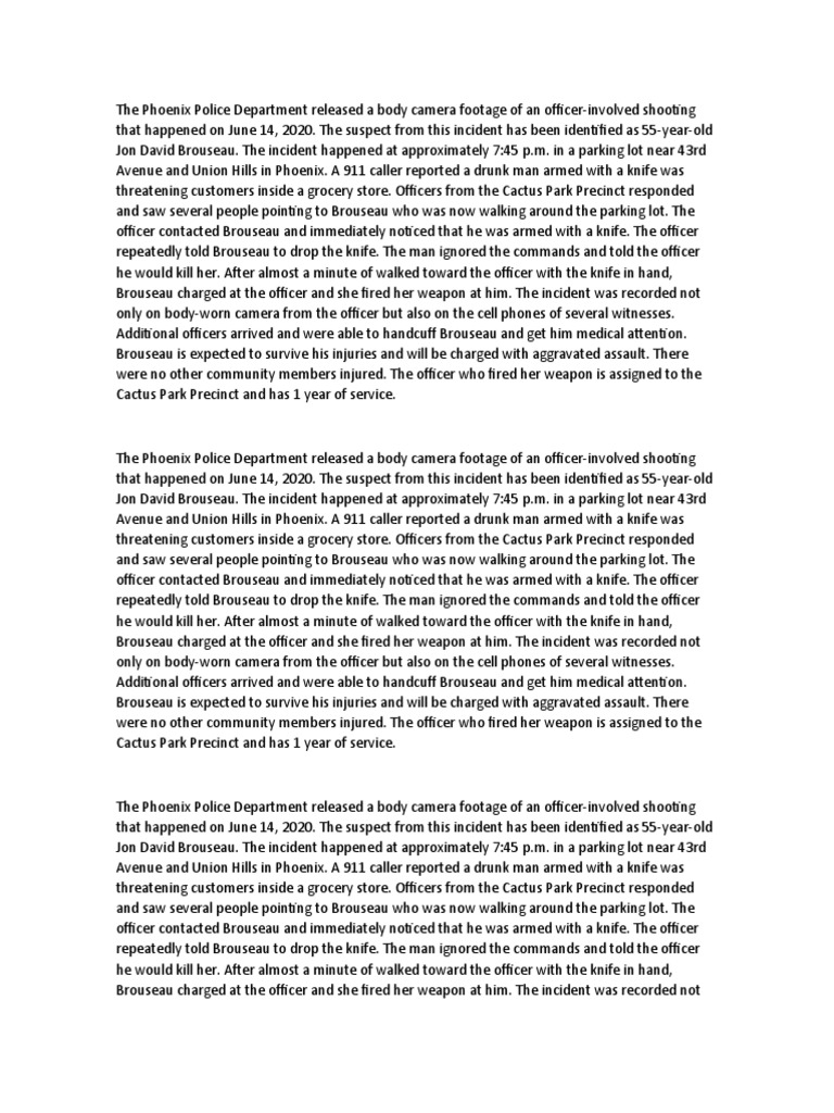 The Phoenix Police Department Released A Body Camera Footage of An ...