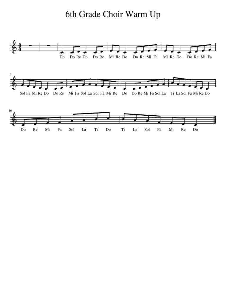6th Grade Choir Warm Up | PDF