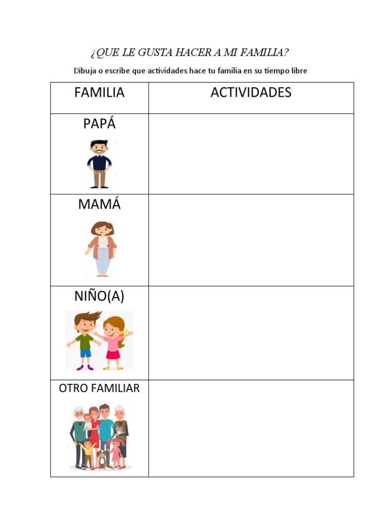 Que Le Gusta Hacer A Mi Familia | PDF