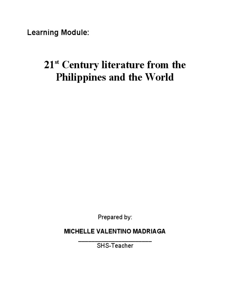 21 Century Literature From The Philippines and The World: Learning ...