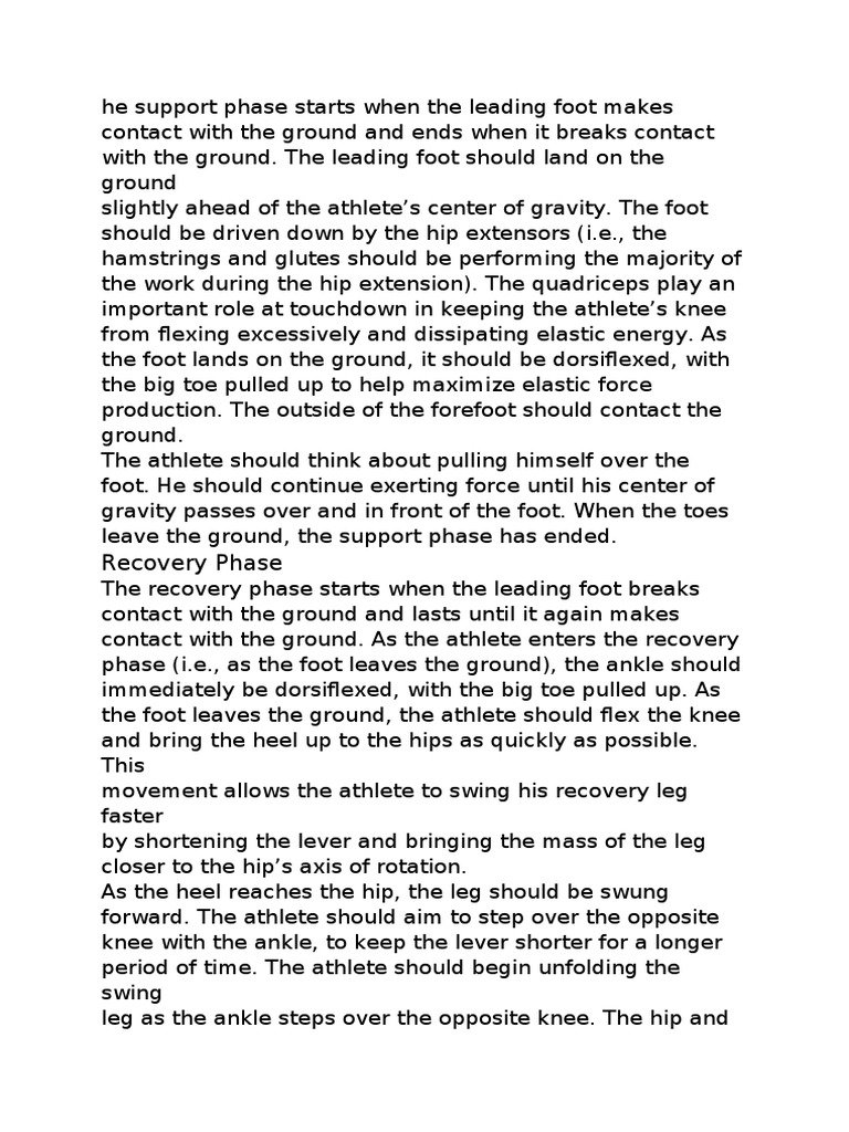 Support and recovery phases of sprinting technique | PDF