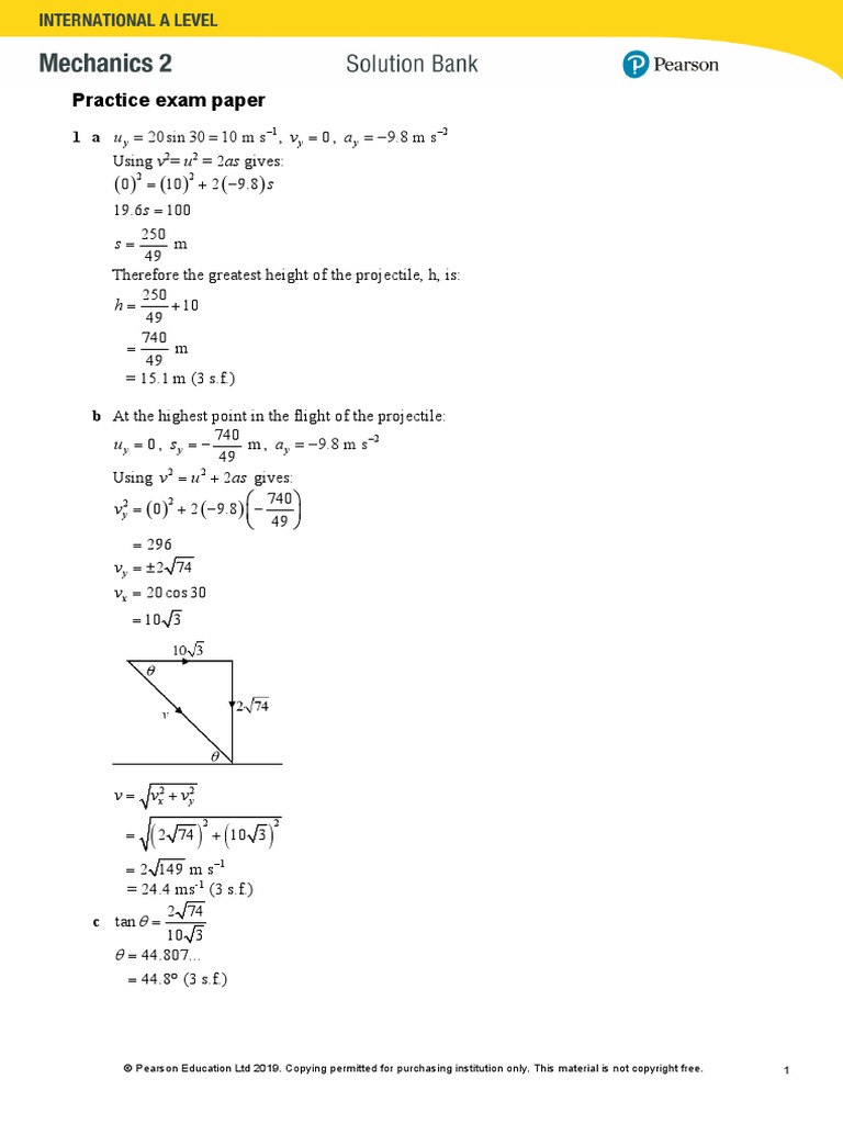 Practice Exam Paper: U A S S S | PDF | Motion (Physics) | Mechanical ...