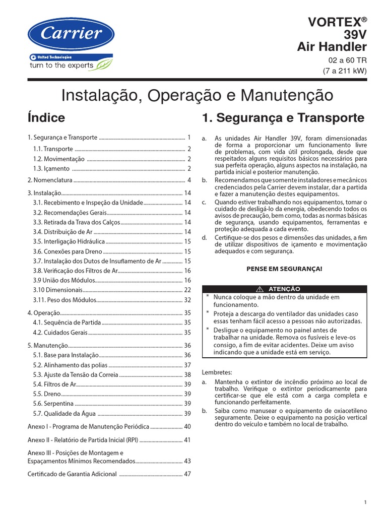Manual Iom Carrier Vortex 39V PDF | PDF | Embalagem e rotulagem ...