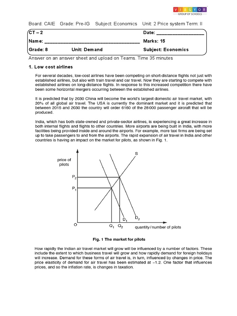 CT - 2 Date: - Name: - Marks: 15 Grade: 8 Unit: Demand Subject ...
