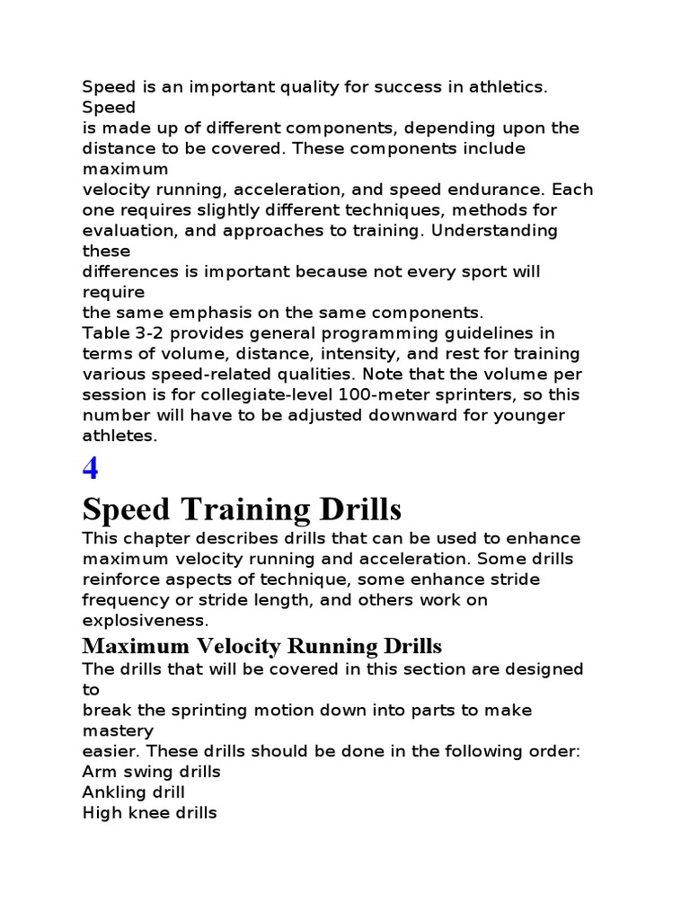 Speed Training Drills: Maximum Velocity Running Drills | PDF