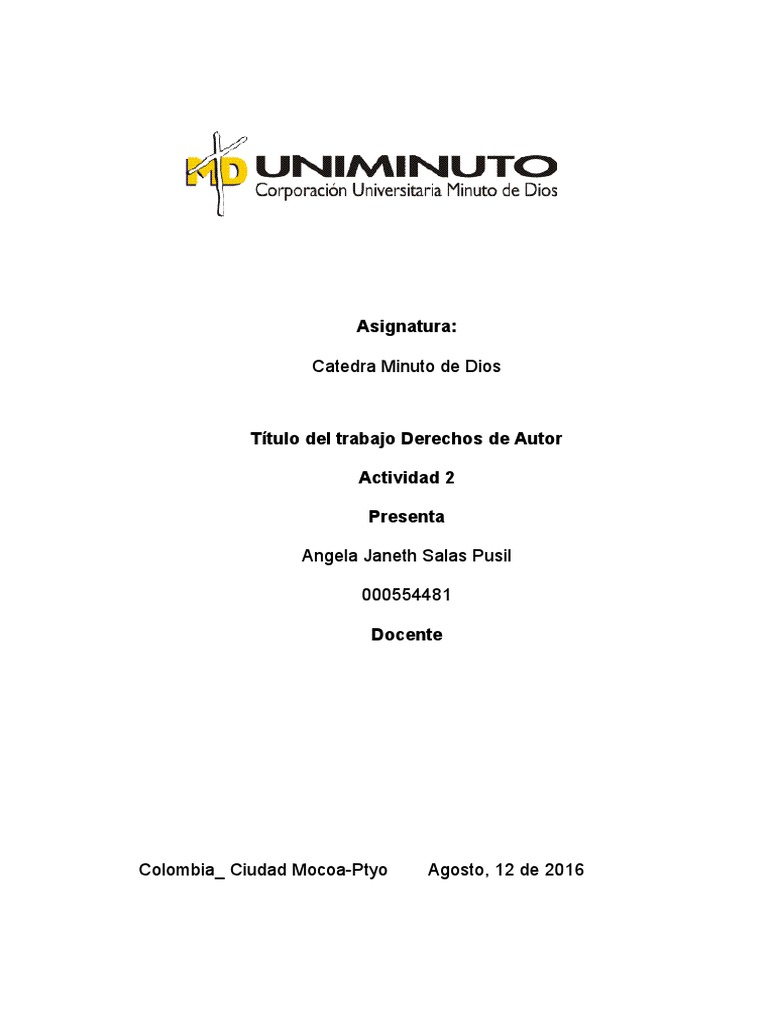 Actividad 2 Catedra Minuto de Dios | PDF | Amor | Dios