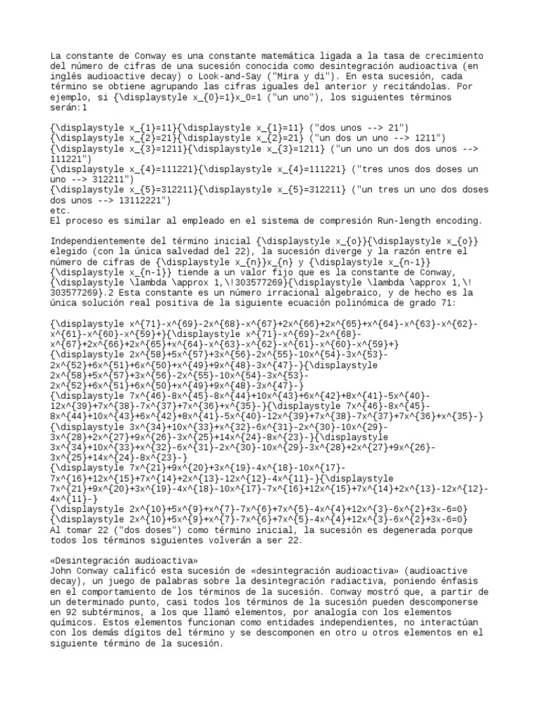 Constante de Conway | PDF | Átomos | Elementos químicos