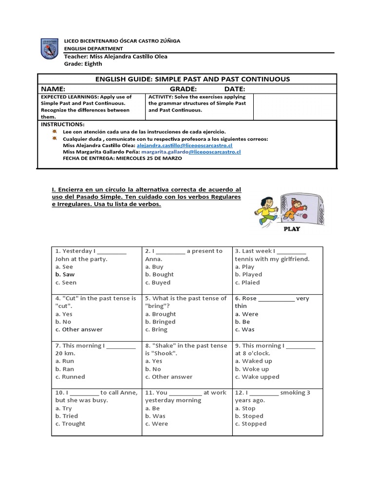 Simple Past and Continuous Guide | PDF