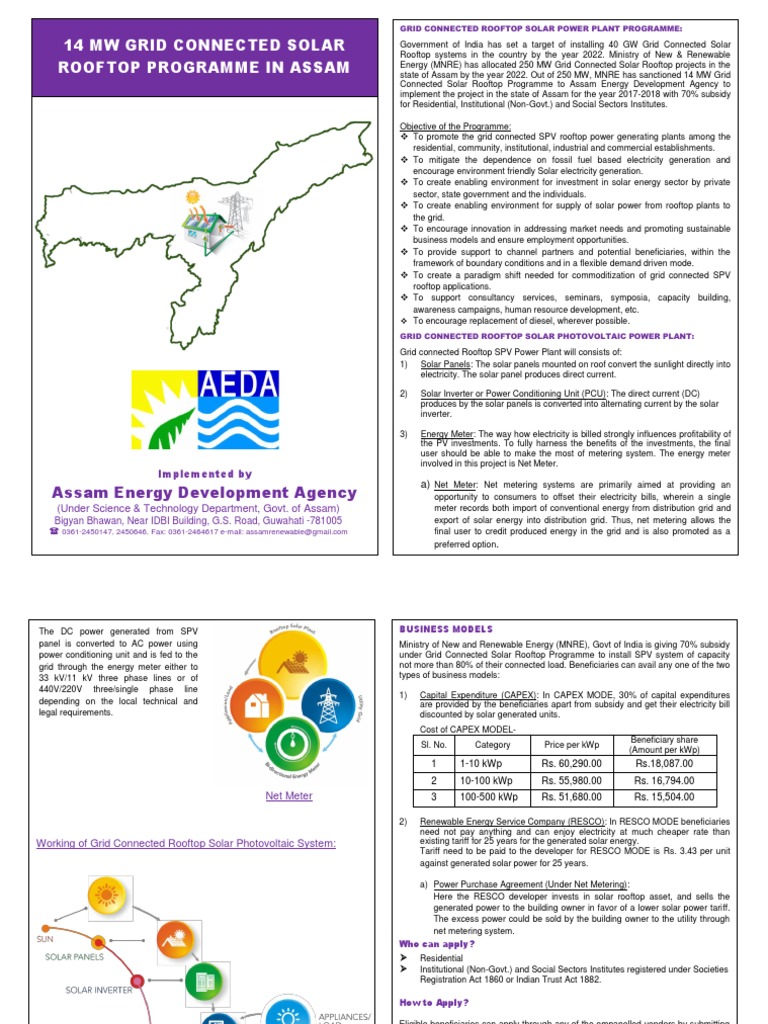 14 MW Grid Connected Solar Rooftop Programme in Assam: Assam Energy ...
