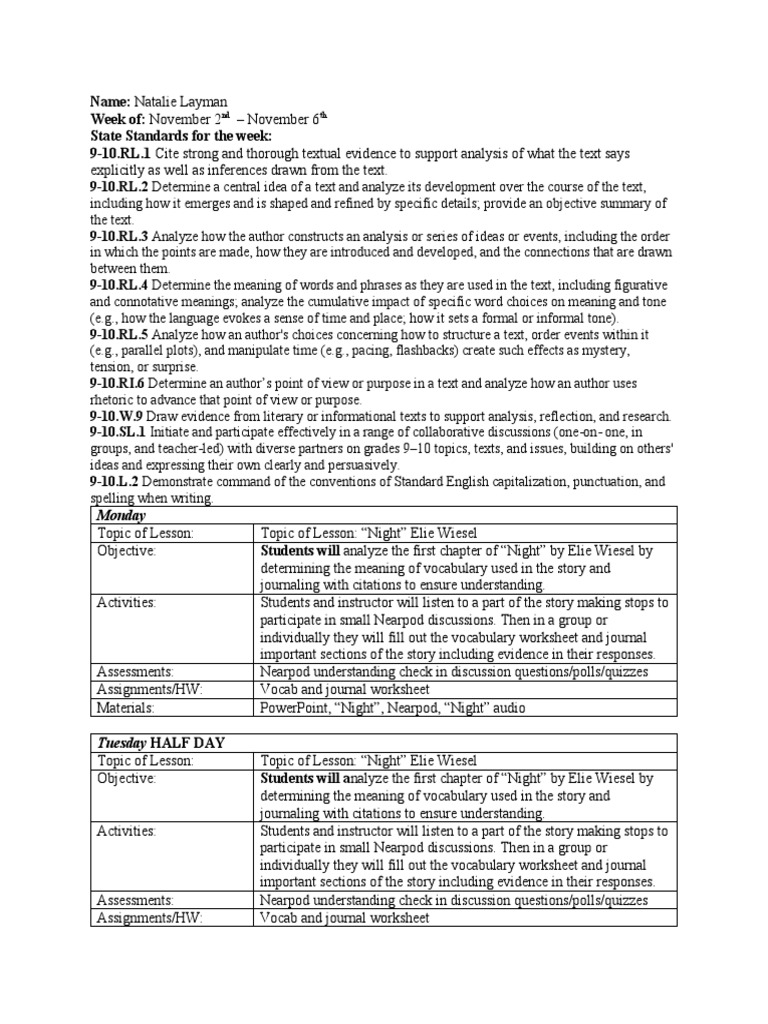 Weekly LP 10 | PDF | Worksheet | Psychological Concepts