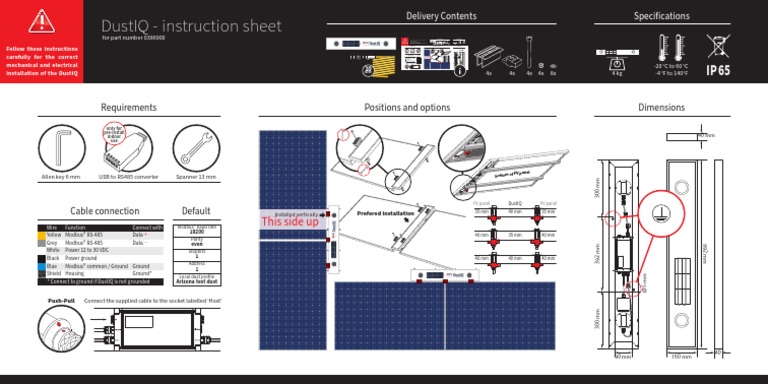 Dustiq - Instruction Sheet: Dimensions Requirements Positions and ...