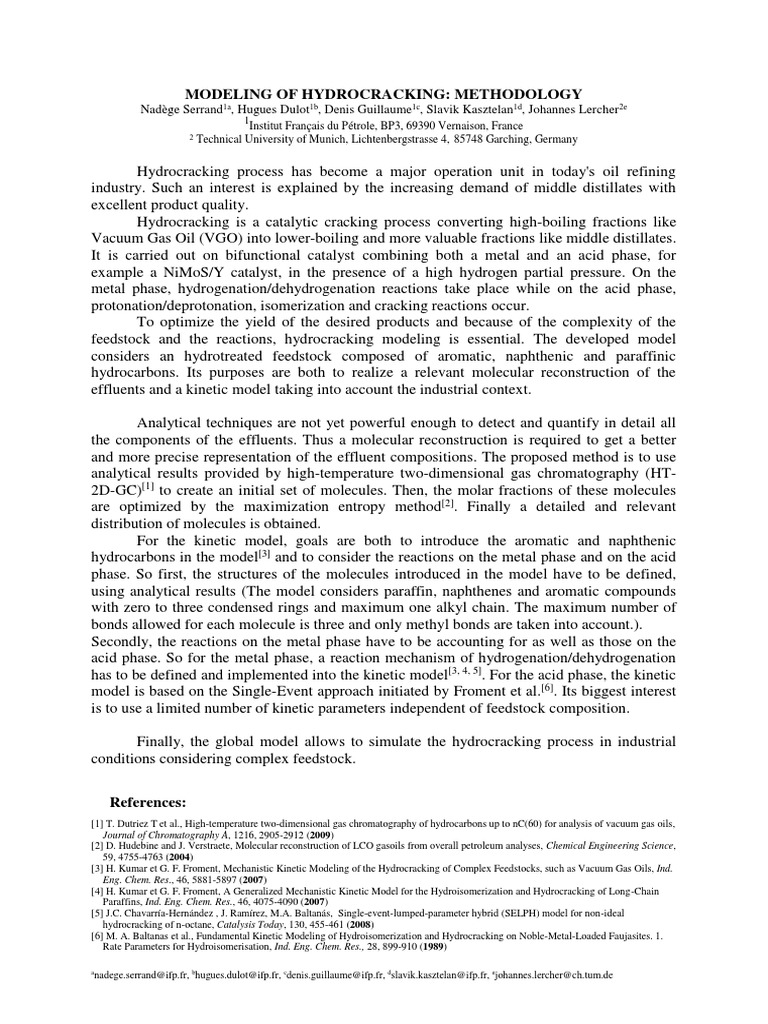 Modeling of Hydrocracking: Methodology | PDF | Cracking (Chemistry ...