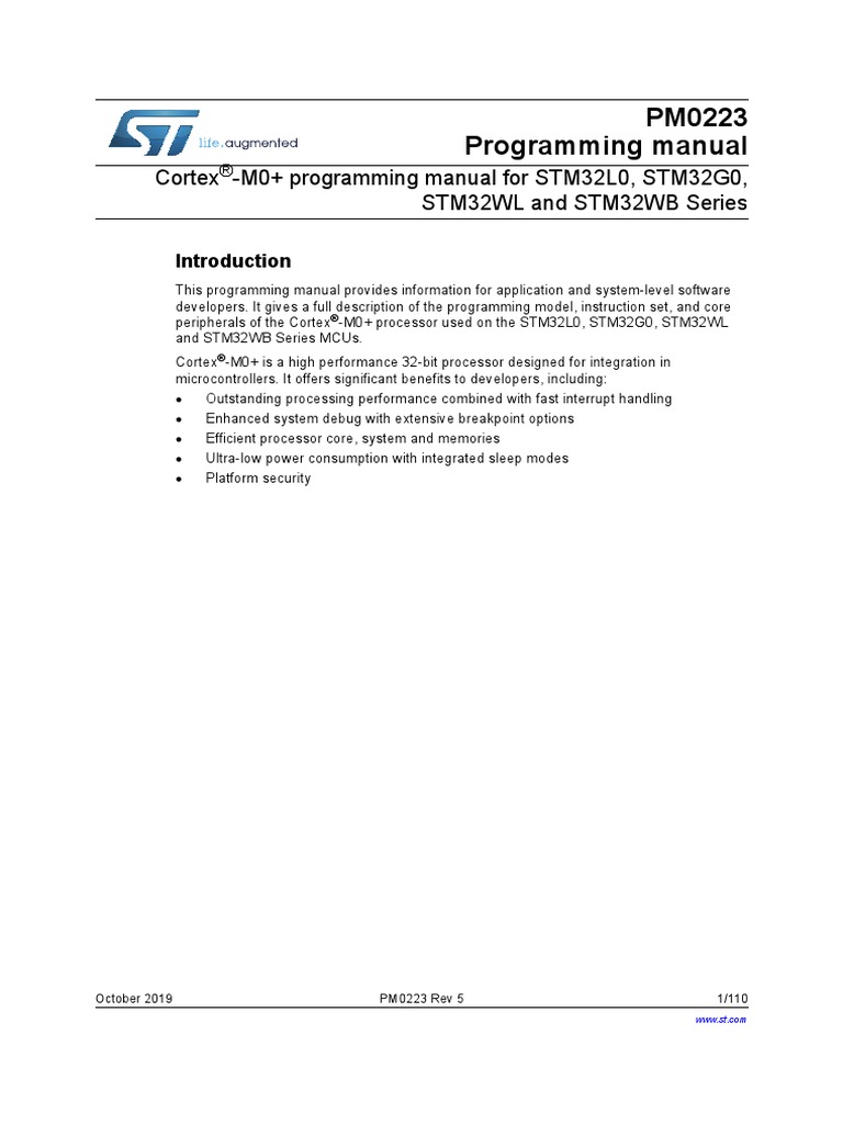 dm00104451 Cortexm0 Programming Manual For stm32l0 stm32g0 stm32wl and stm32wb Series ...