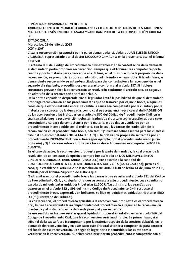 Reconvencion Ejemplos | PDF