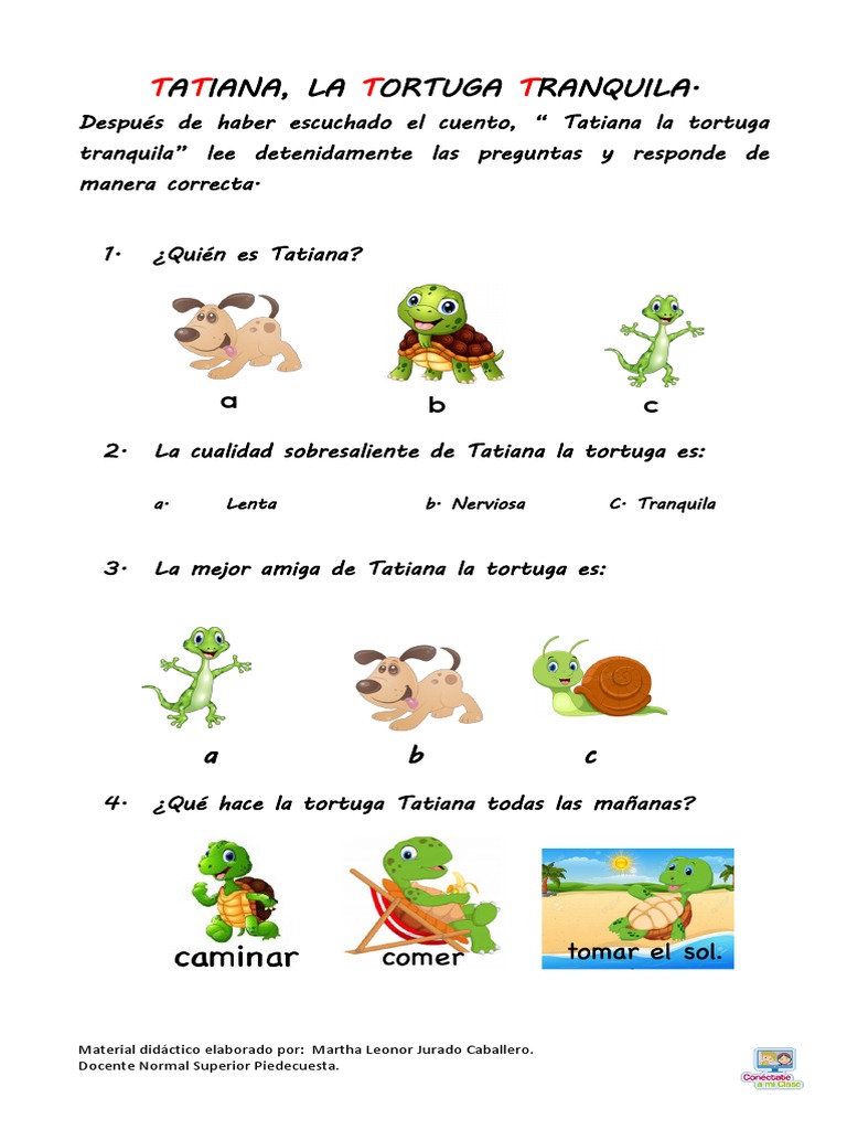 Comprensión-Lectora-TATIANA-LA-TORTUGA | PDF