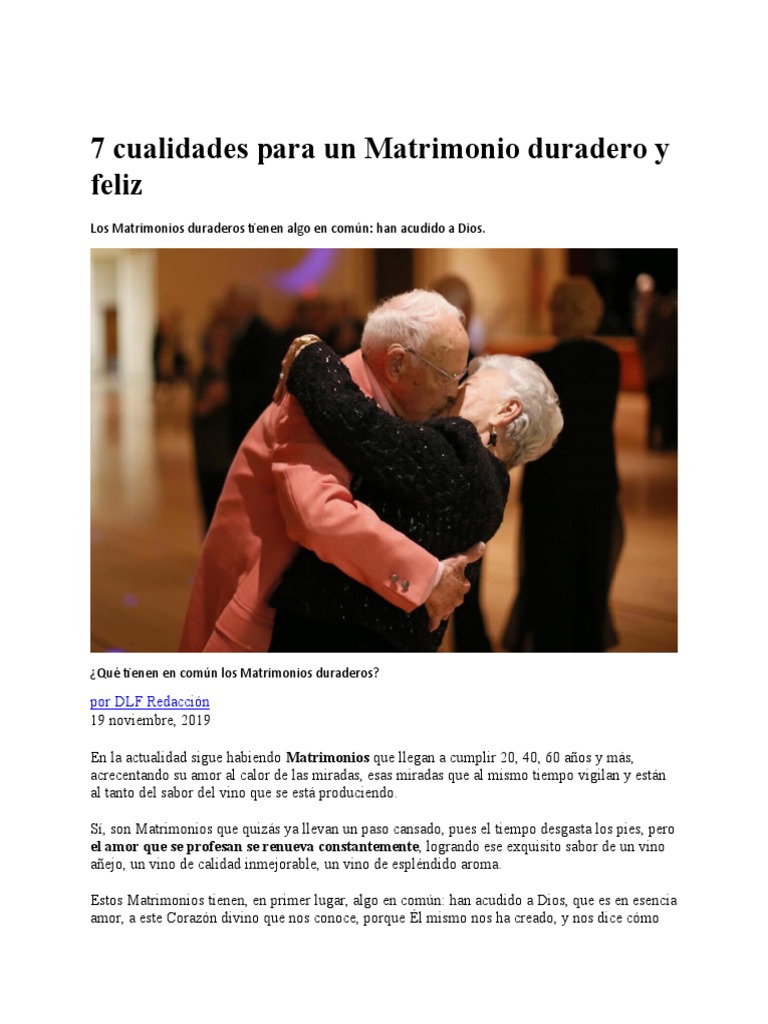 7 Cualidades para Un Matrimonio Duradero y Feliz | PDF | Vino | Amor