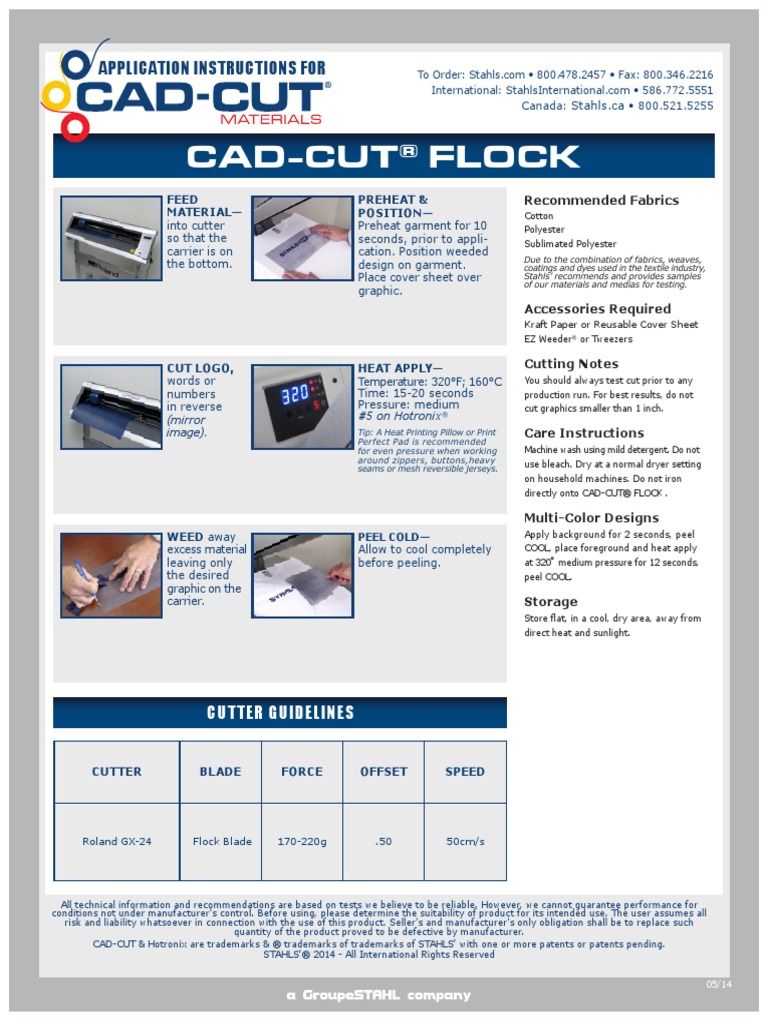 Cad-Cut Flock: Application Instructions For | PDF | Textiles | Materials