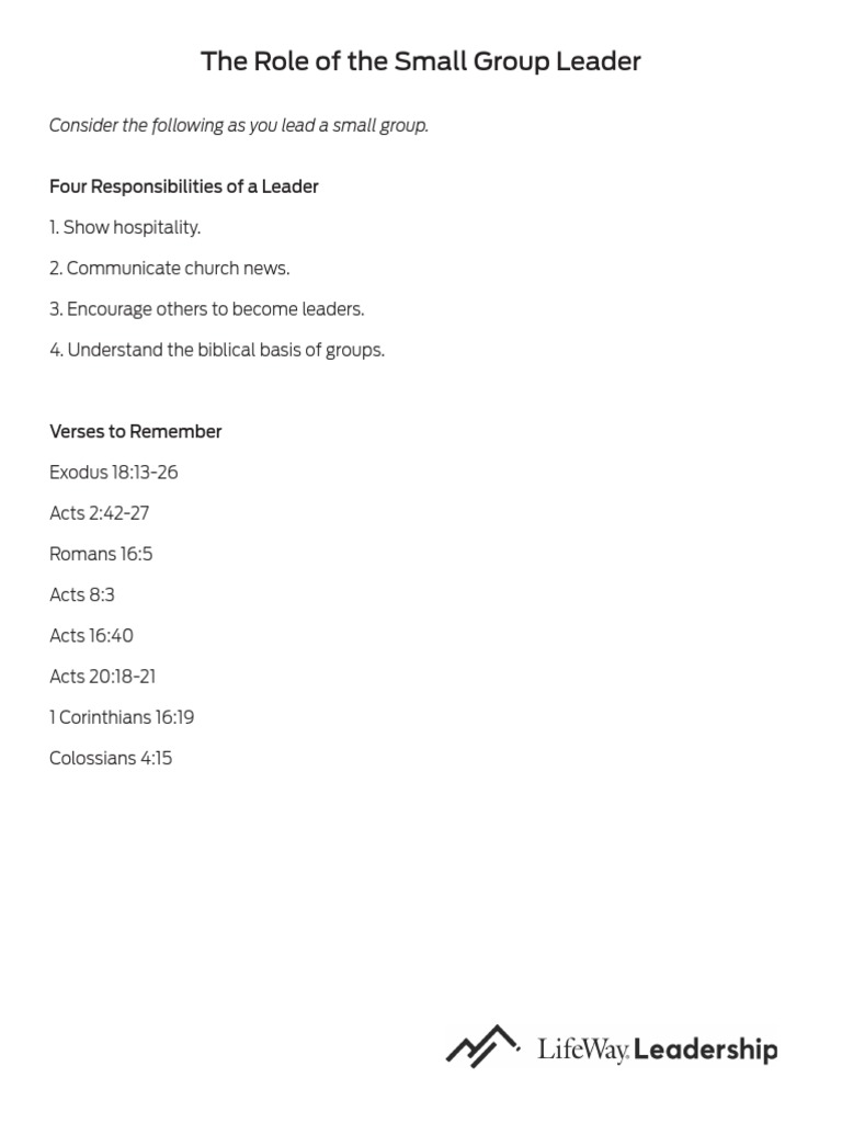 The Role of The Small Group Leader | PDF