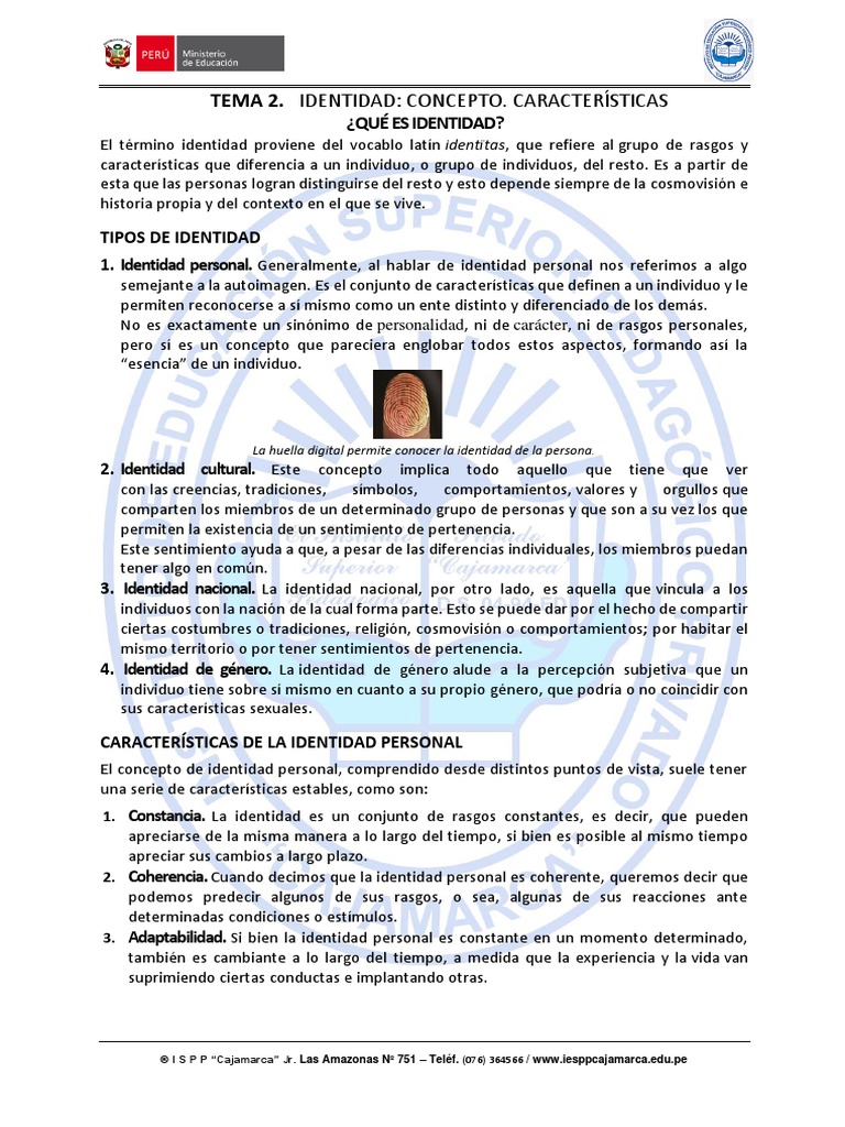Tema 1 Qué Es Identidad | PDF | Concepto | Ciencias del comportamiento