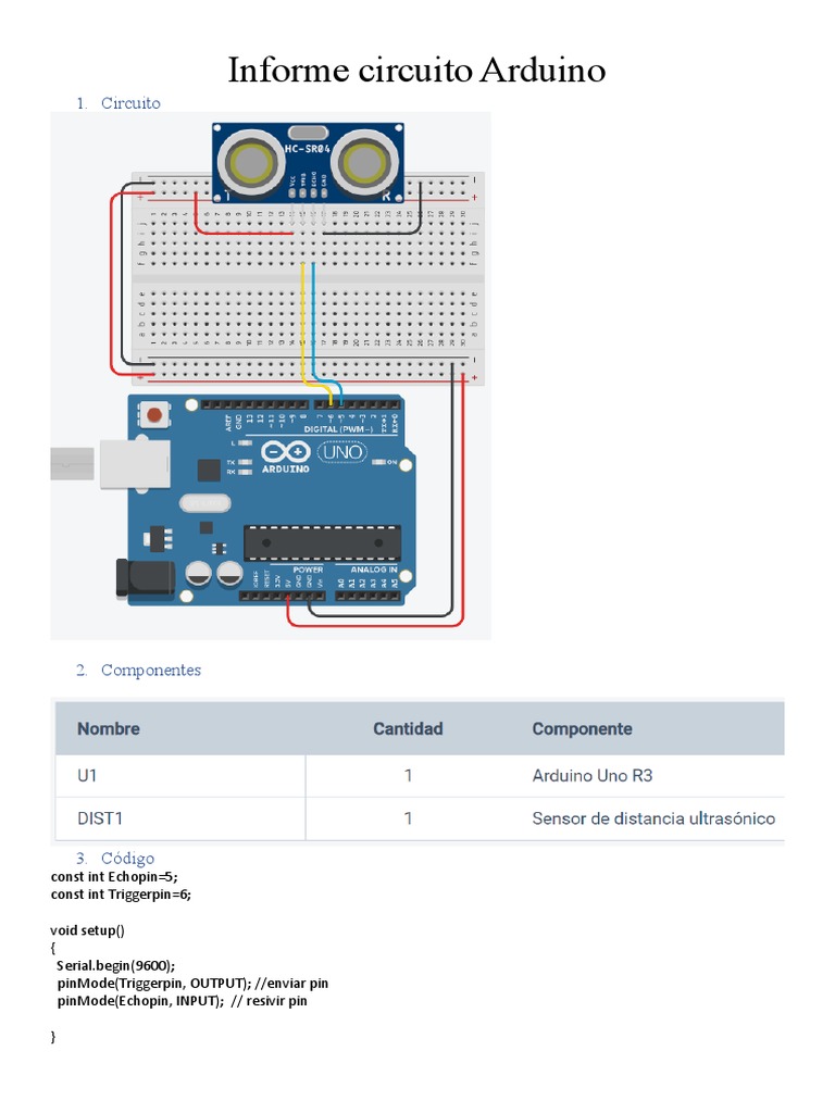 Partes del Sensor Ultrasonico Arduino | PDF | Métodos y materiales de ...