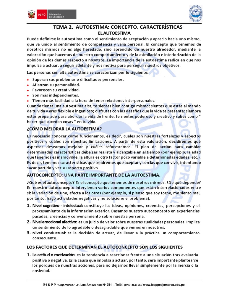 Tema 2 Autoestima | PDF | Autoestima | Psicología Social