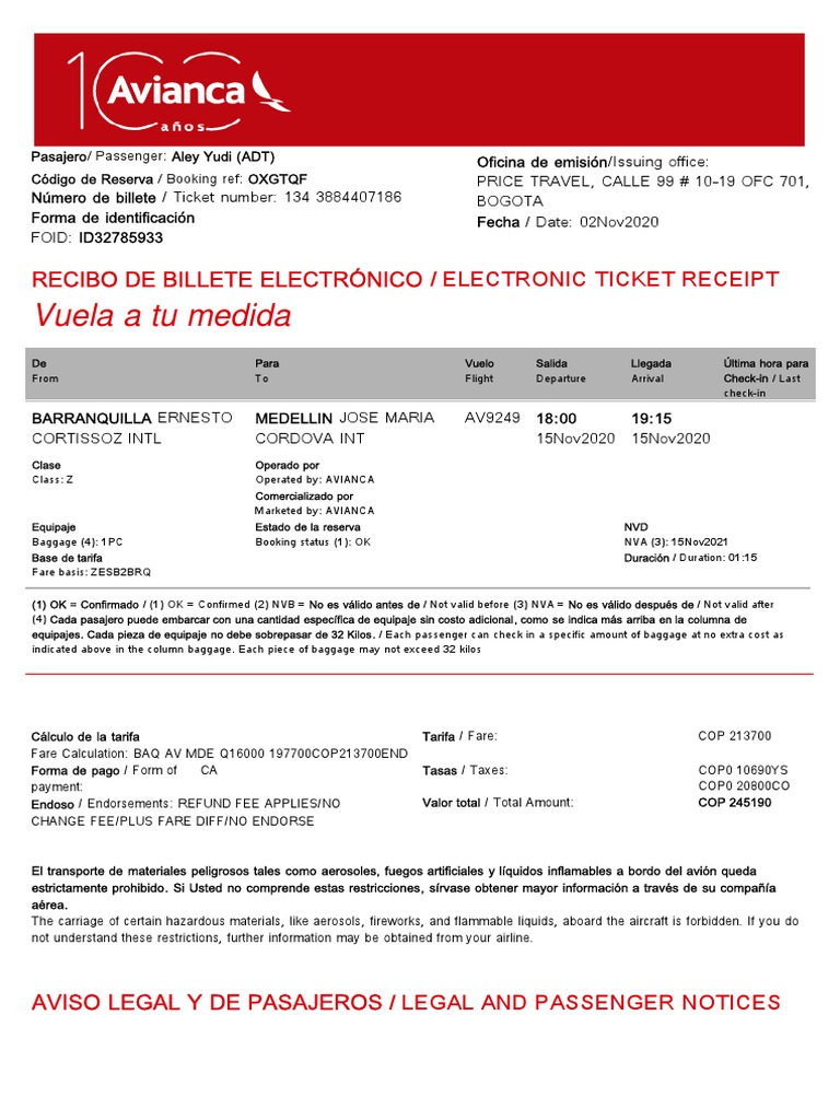 Your Electronic Ticket-EMD Receipt PDF | PDF | Industrias de servicio ...