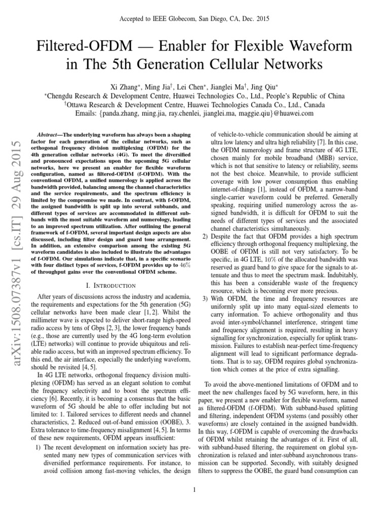 Filtered-OFDM - Enabler For Flexible Waveform in The 5th Generation ...