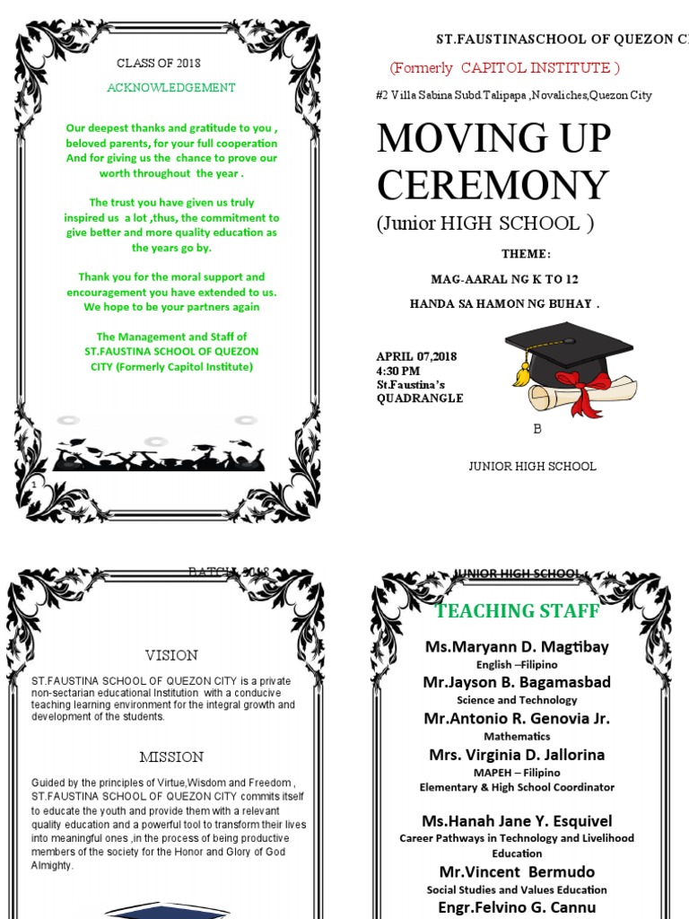 Moving Up Ceremony: (Junior High School | PDF | Psychological Concepts ...