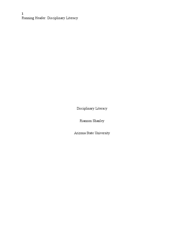 Disciplinary Literacy | PDF | Reading Comprehension | Literacy