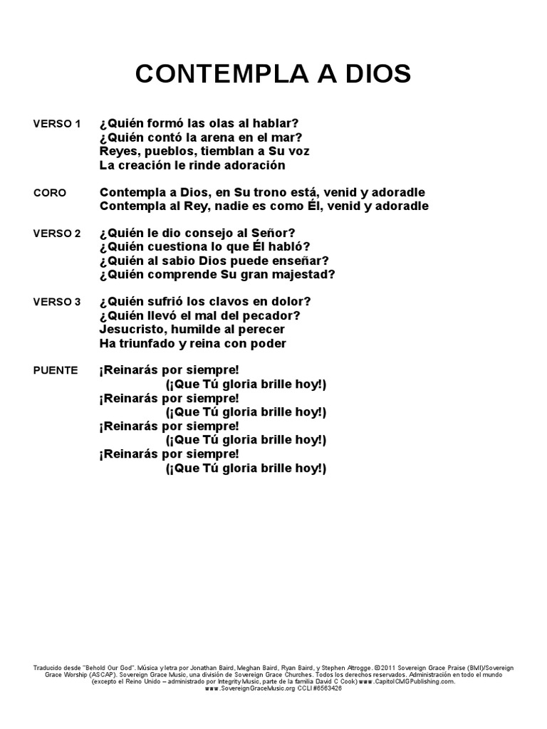 Contempla A Dios-Letra | PDF