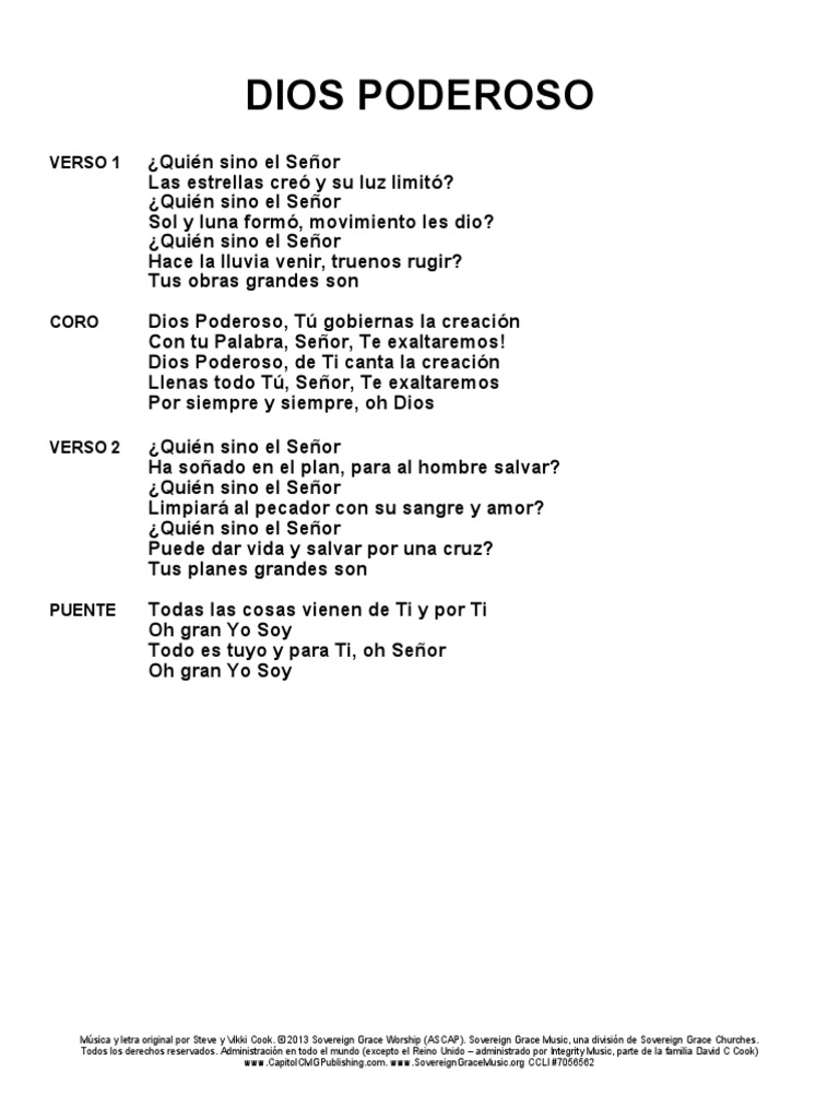Dios Poderoso Letra | PDF