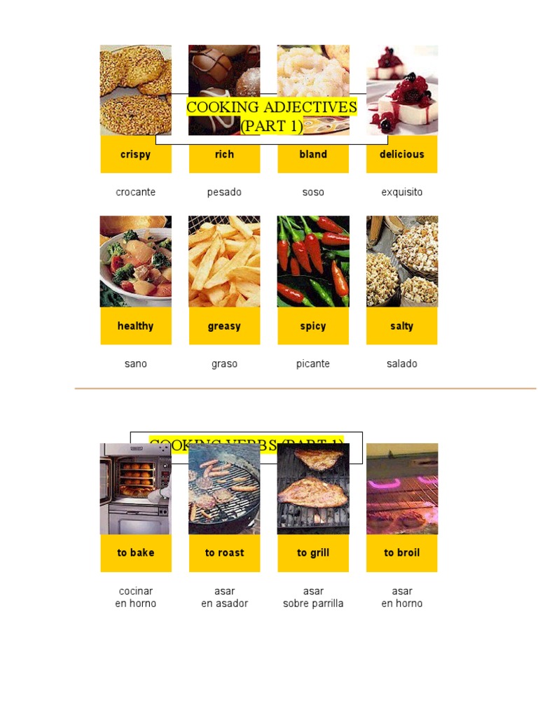 Cooking Verbs and Adjectives | PDF