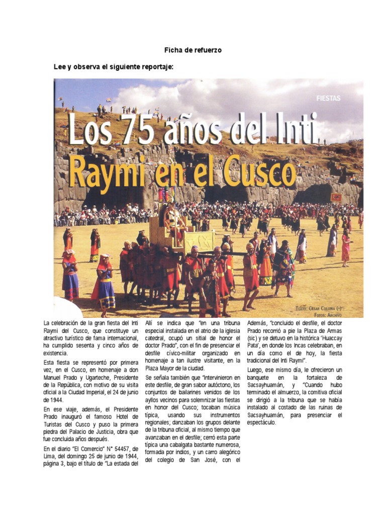 Reportaje Del Inti Raymi | PDF