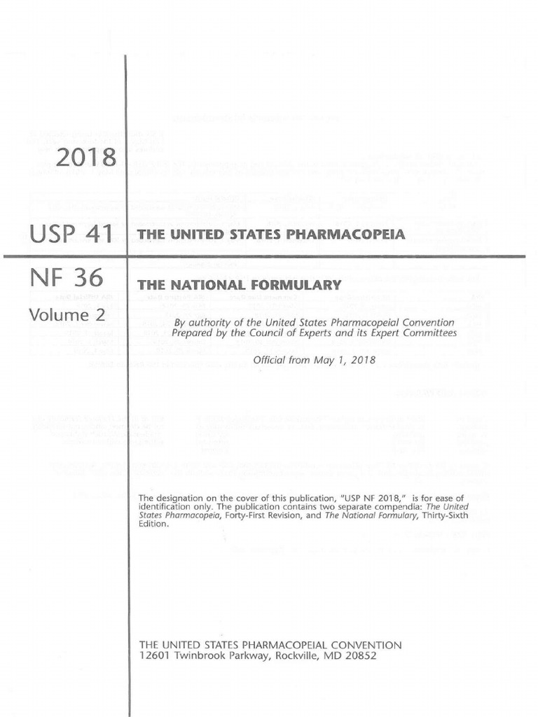 U.S. Pharmacopeia National Formulary 2018 - USP 41 NF 36 VOLUME 2 PDF ...