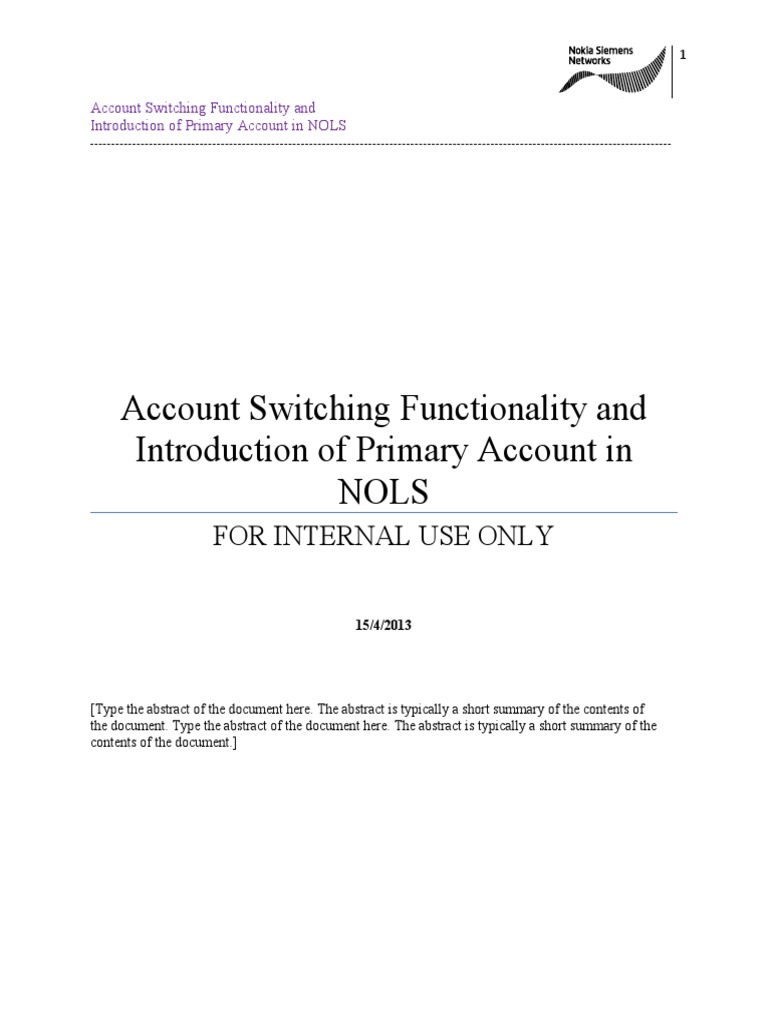 Account Switching Functionality N PrimaryAccount | Download Free PDF ...