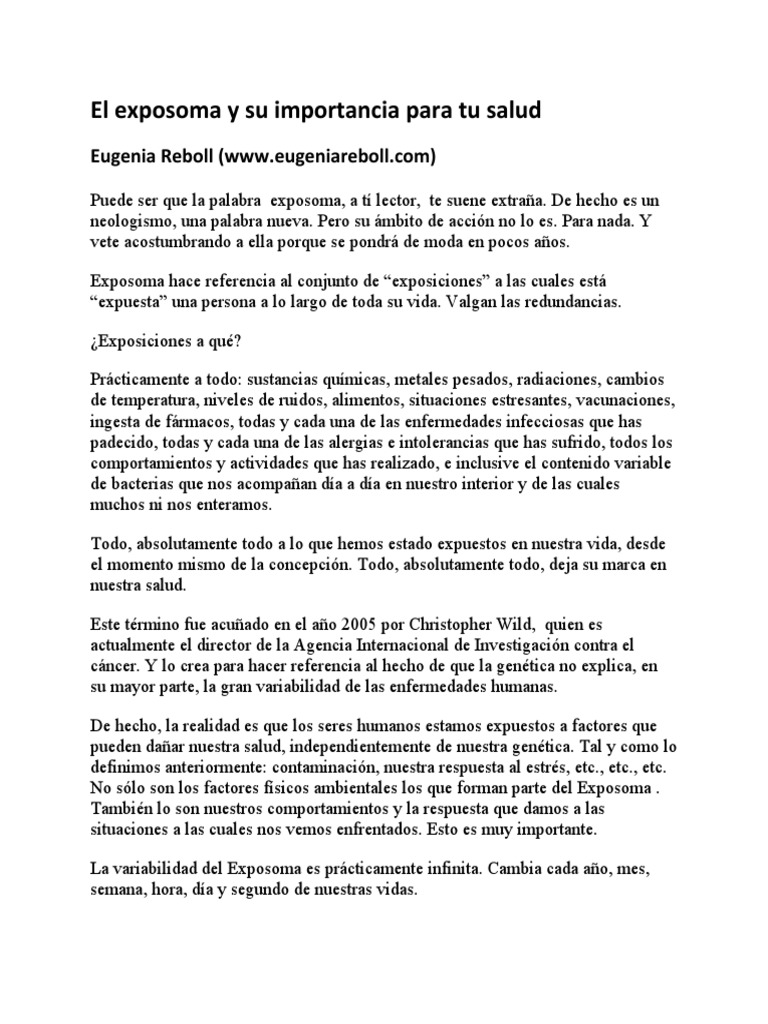 El Exposoma y Su Importancia para Tu Salud | PDF | Felicidad | Salud y ...